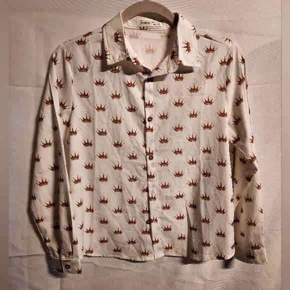 SHEIN | Shirts & Tops | Shein Crown Print Shirt | Poshmark